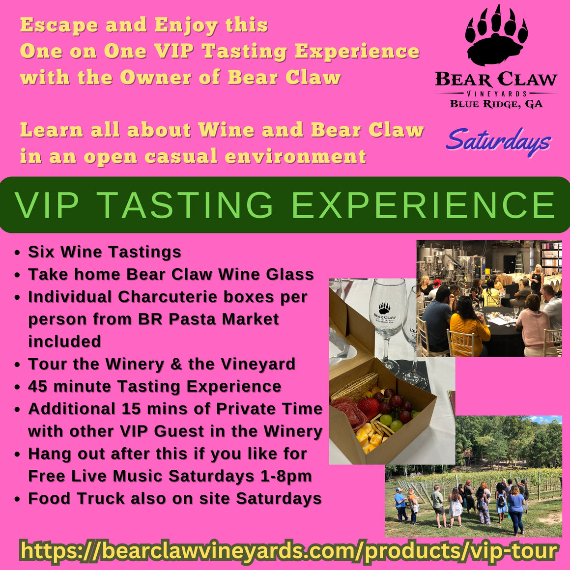 VIP TASTING TOUR EXPERIENCE - Bear Claw Vineyards, Inc.